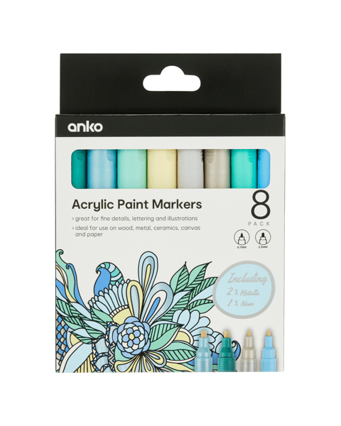 Anko 8 Pack Acrylic Paint Markers - Blue | Target Australia