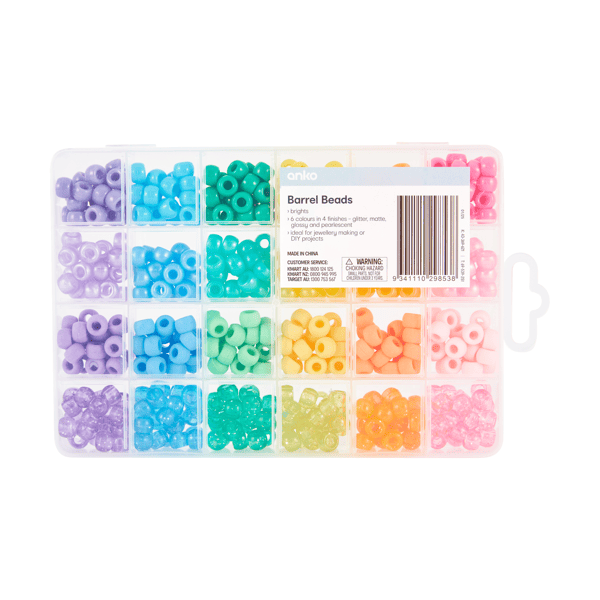Barrel Beads Set, Brights - Anko | Target Australia
