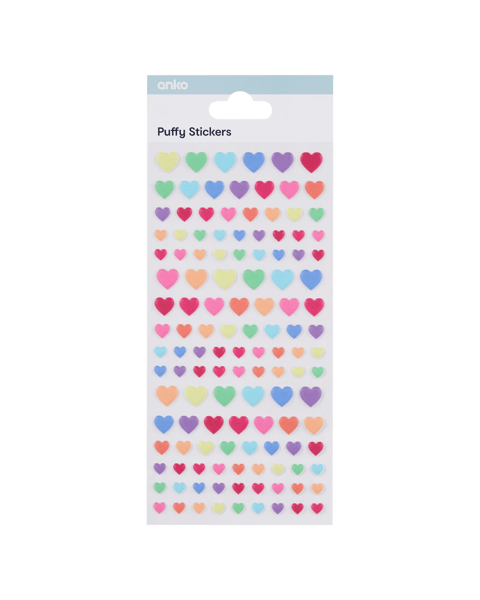 Anko Puffy Stickers - Hearts | Target Australia
