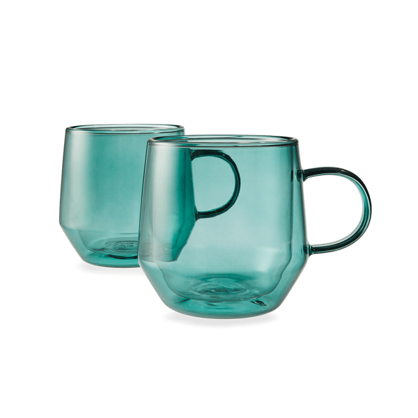 Teal Double Wall Glass Mugs 2 Pack - Anko | Target Australia