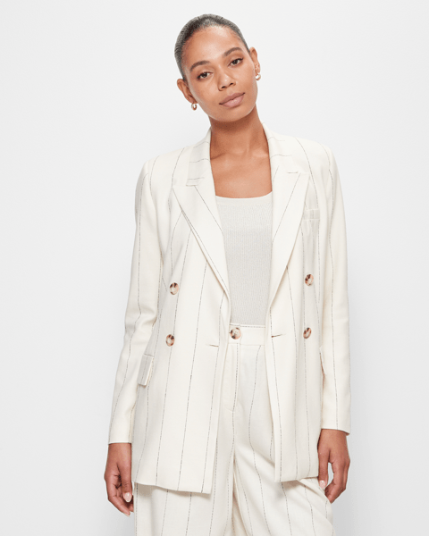 Linen Blend Double Breasted Pinstripe Relaxed Blazer - Preview | Target ...