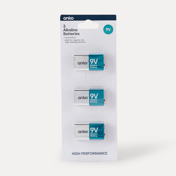 9V Alkaline Batteries, 3 Pack - Anko | Target Australia