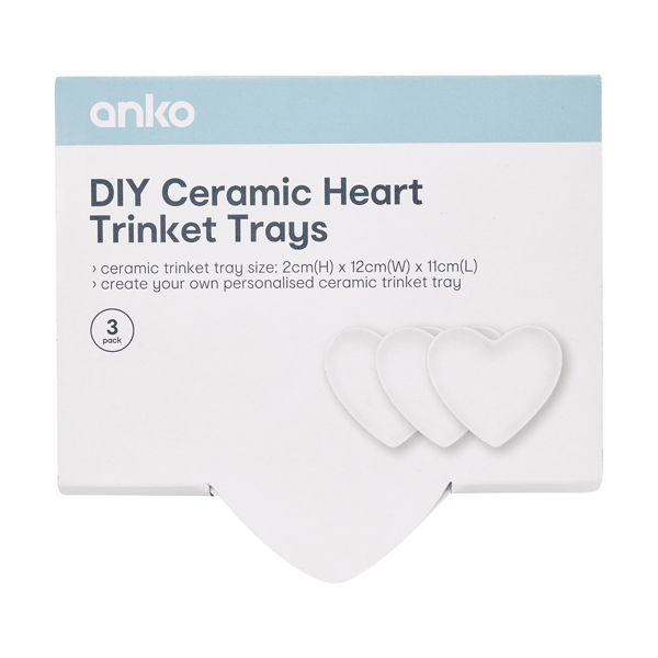 DIY Ceramic Heart Trinket Trays, 3 Pack - Anko | Target Australia