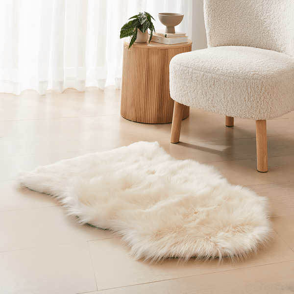 Cream Faux Fur Mat - Anko | Target Australia