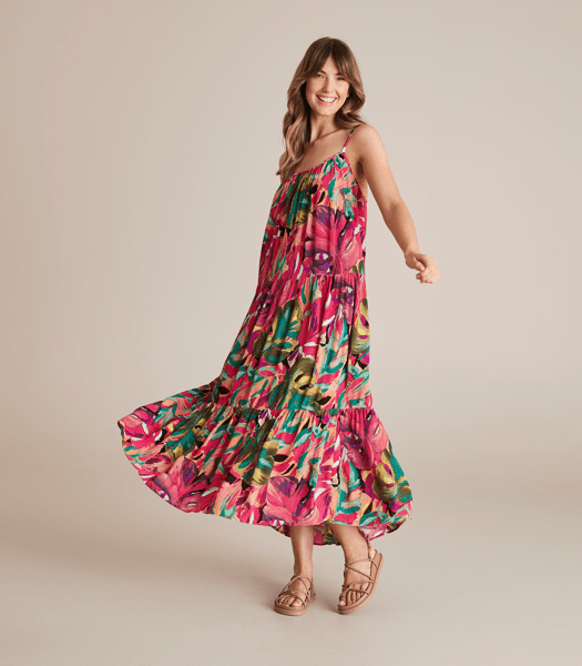 Resort Crinkle Tiered Midi Dress | Target Australia