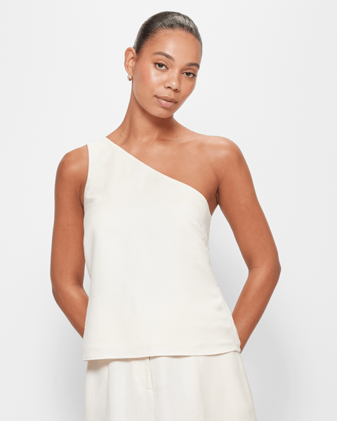 Linen Blend Asymmetrical Top - Preview | Target Australia