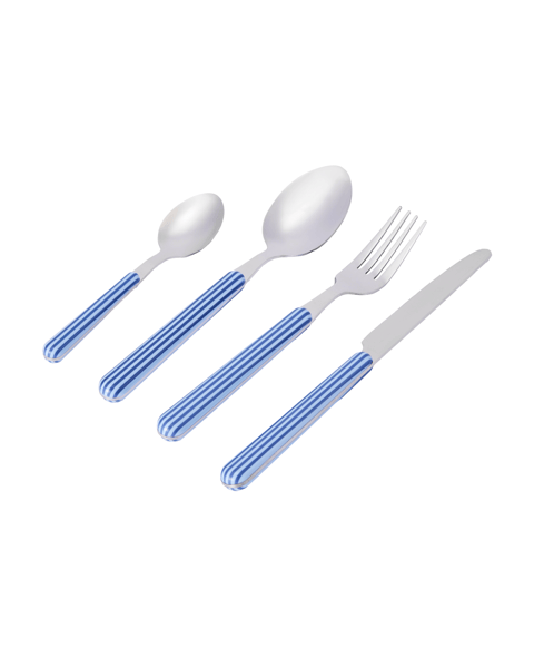 16 Piece Blue Stripe Cutlery Set - Anko | Target Australia