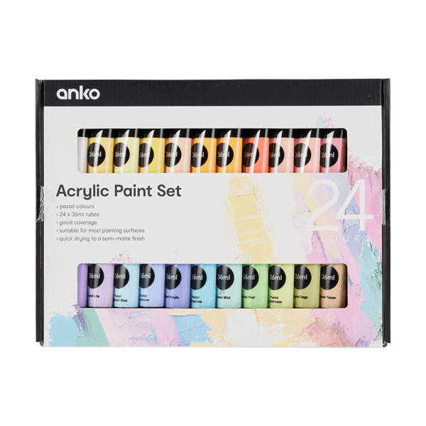 Acrylic Paint Set, Pastel, 24 Pack - Anko | Target Australia