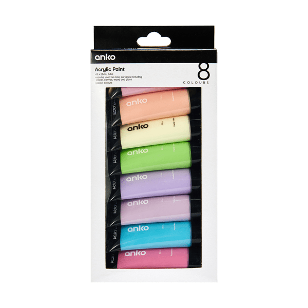 Acrylic Paint 8 Pack, Pastel - Anko | Target Australia