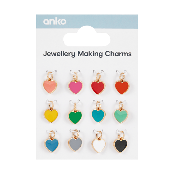 12 Piece Jewellery Making Charms, Heart - Anko | Target Australia