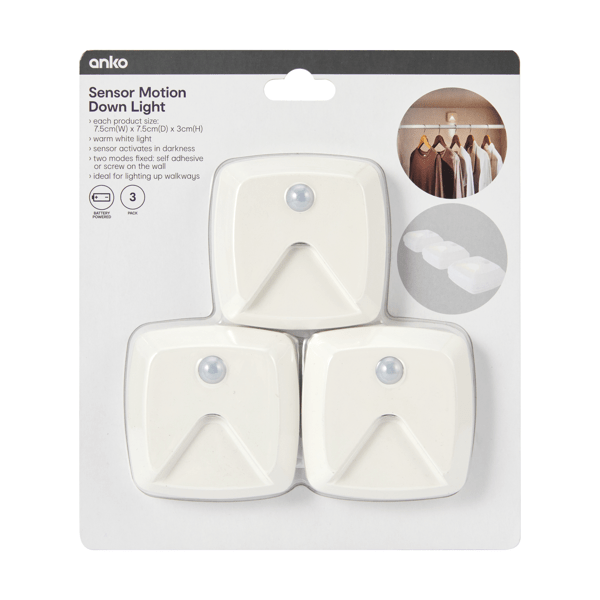 3 Pack Sensor Motion Down Lights - Anko | Target Australia