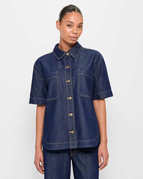 Short Sleeve Denim Shacket | Target Australia