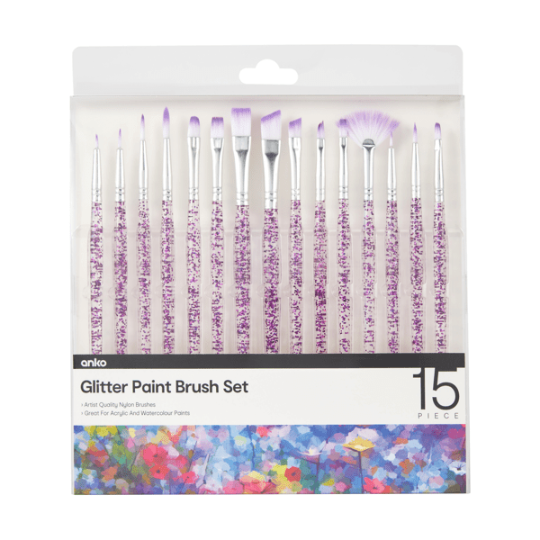 15 Piece Glitter Paint Brush Set - Anko | Target Australia