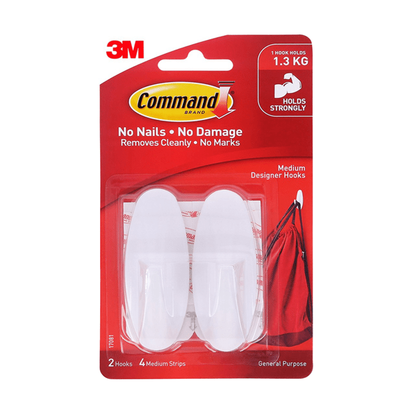 3M Command Mounting Designer Hook Medium - White | Target Australia