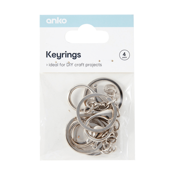 4 Pack Keyrings, Silver Look - Anko | Target Australia