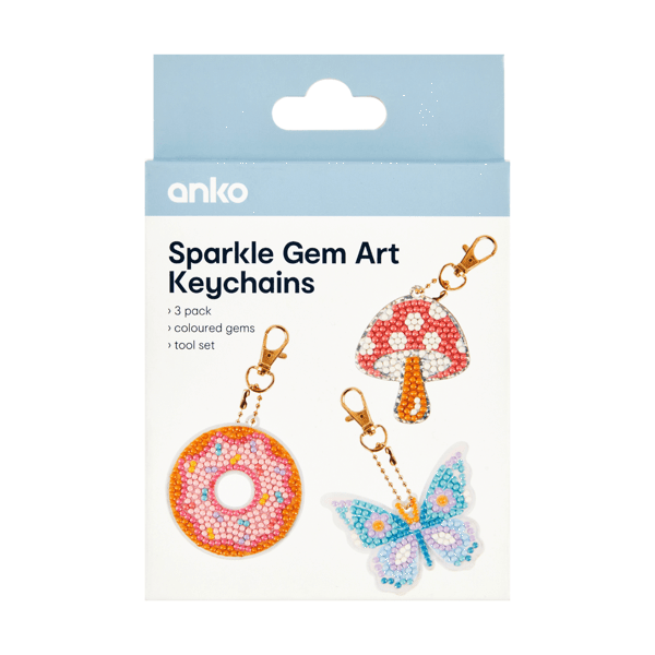 3 Pack Sparkle Gem Art, Keychains - Anko | Target Australia