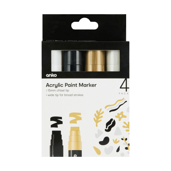 4 Pack Acrylic Paint Markers, Black and White - Anko | Target Australia