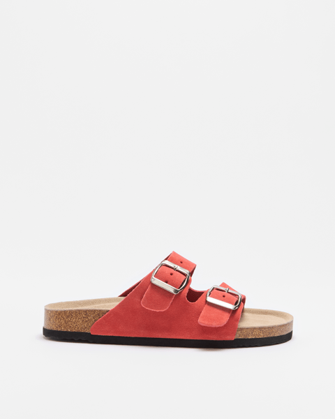 Womens Genuine Leather Moulded Cork Sandal - Red | Target Australia