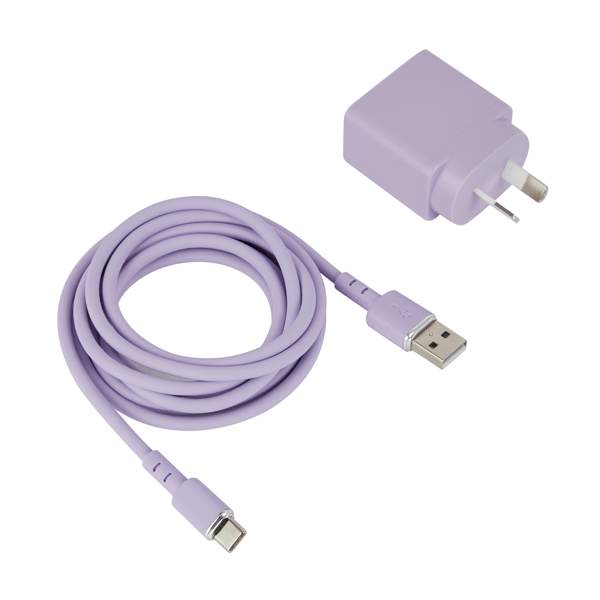 Wall USB Charger with USB-A to USB-C, Purple - Anko | Target Australia