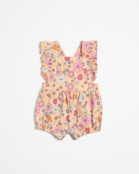Baby Organic Cotton Textured Jersey Romper - Peach Floral | Target ...