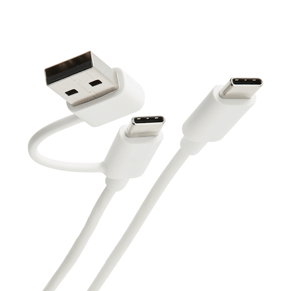 2-in-1 USB-A/C to USB-C Cable, White - Anko | Target Australia