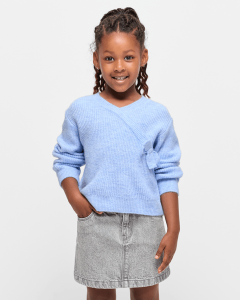 Bow Wrap Front Knit Jumper | Target Australia