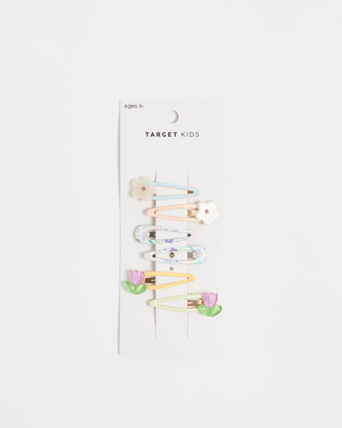 Kids 6 Pack Flower Snap Clips | Target Australia