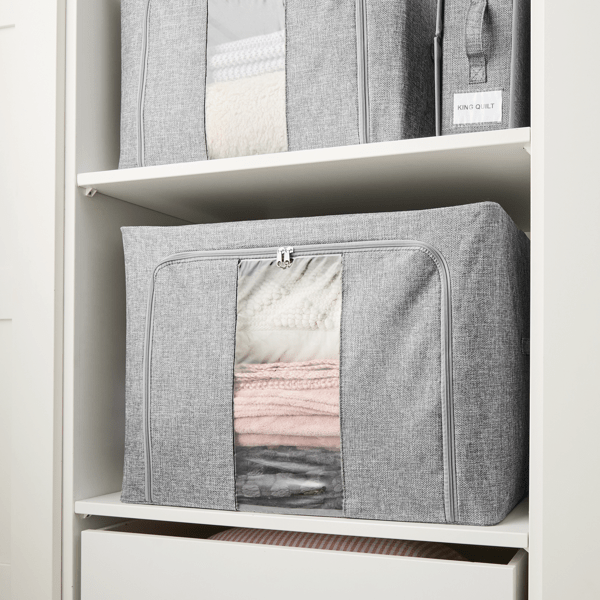 Linen Look Collapsible Box with Window, Extra Large, Charcoal - Anko ...