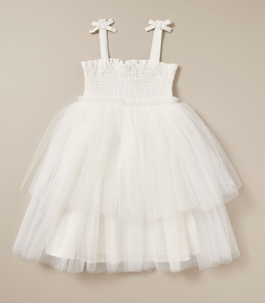 Shirred Elastic Linen Blend Tulle Dress | Target Australia