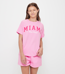 Organic Cotton Longline Print T-shirt - Pink Miami | Target Australia