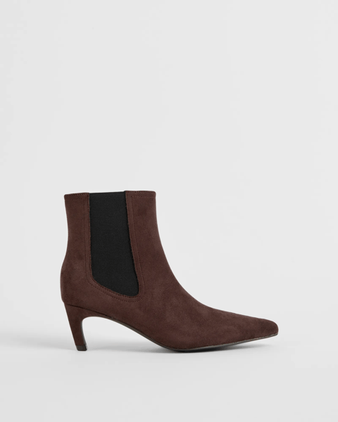 Gusset Kitten Heel Boots - Choc FX Suede | Target Australia