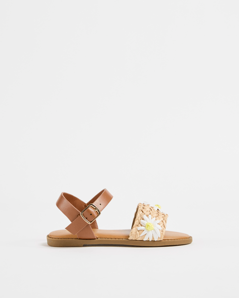 Girls Junior Straw Daisy Sandal | Target Australia