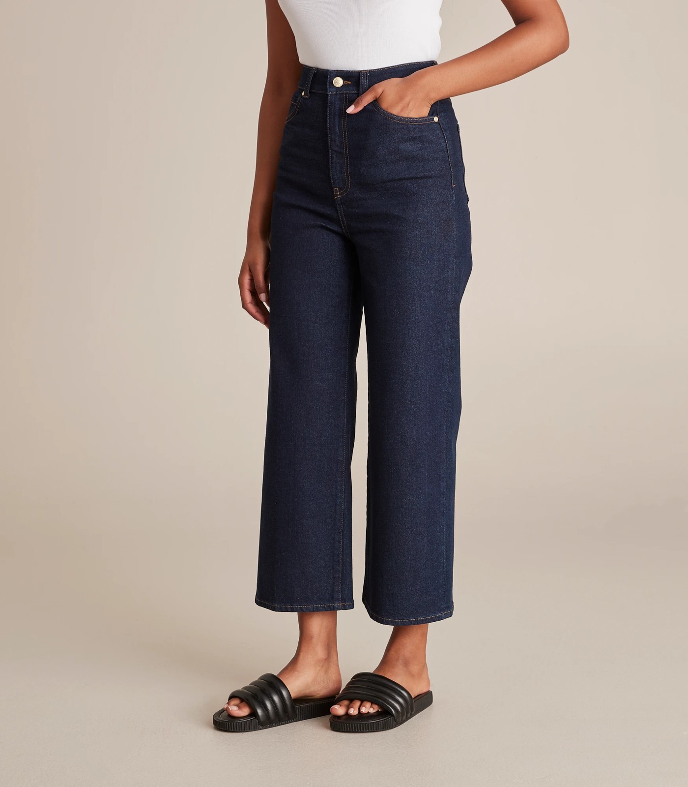 Kelsey Wide Leg High Rise Crop Length Denim Jeans | Target Australia