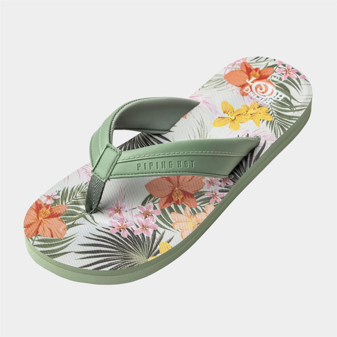 Piping Hot Womens Retro Thongs - Tropical Floral Khaki | Target Australia