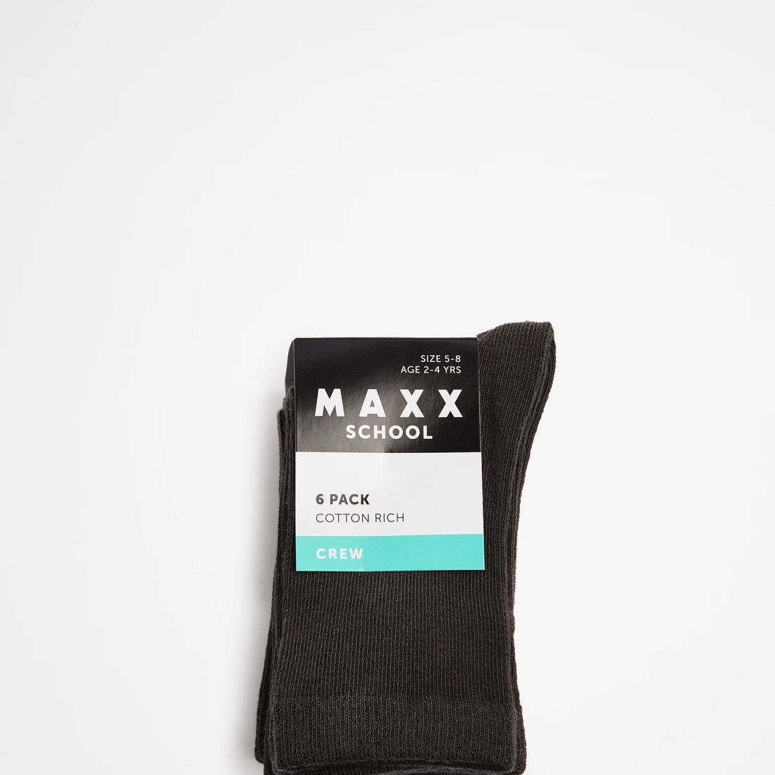 Maxx School Crew Socks 6 Pack - Charcoal | Target Australia