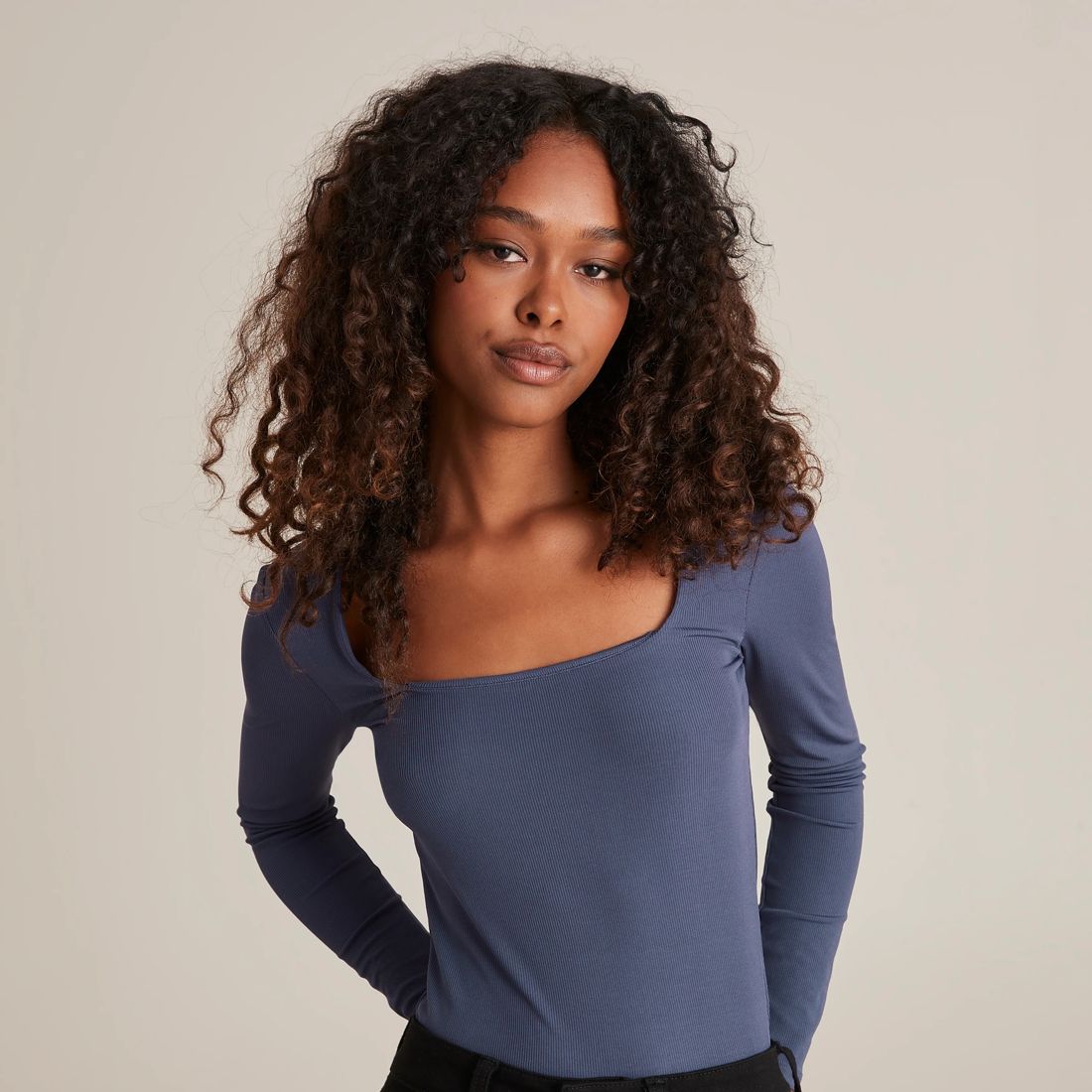 Dannii Minogue Petites Square Neck Rib Top | Target Australia