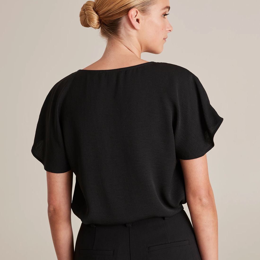 V-Neck Notch Blouse - Preview - Black | Target Australia