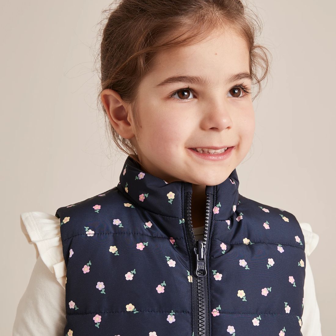 Reversible Puffer Vest - Navy Blue Floral | Target Australia