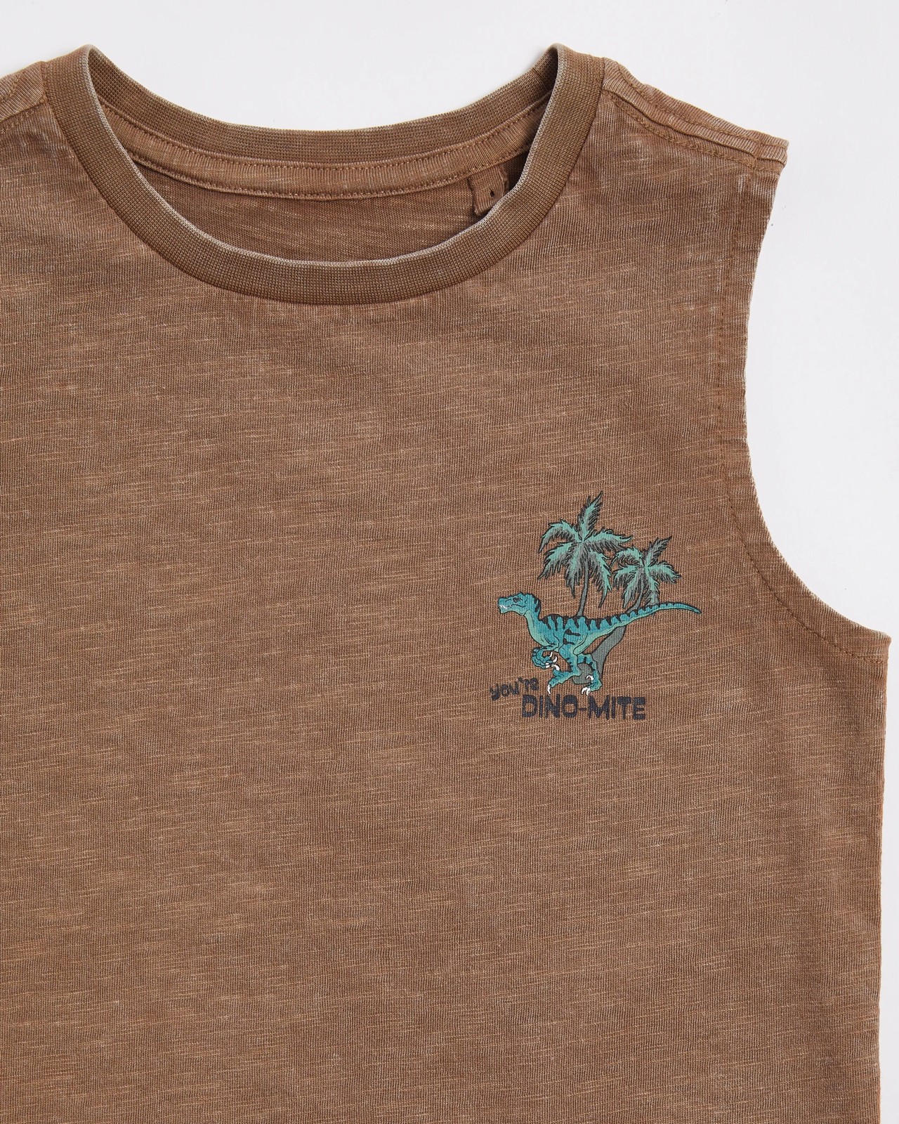 Washed Print Tank - Brown Dino-Mite | Target Australia