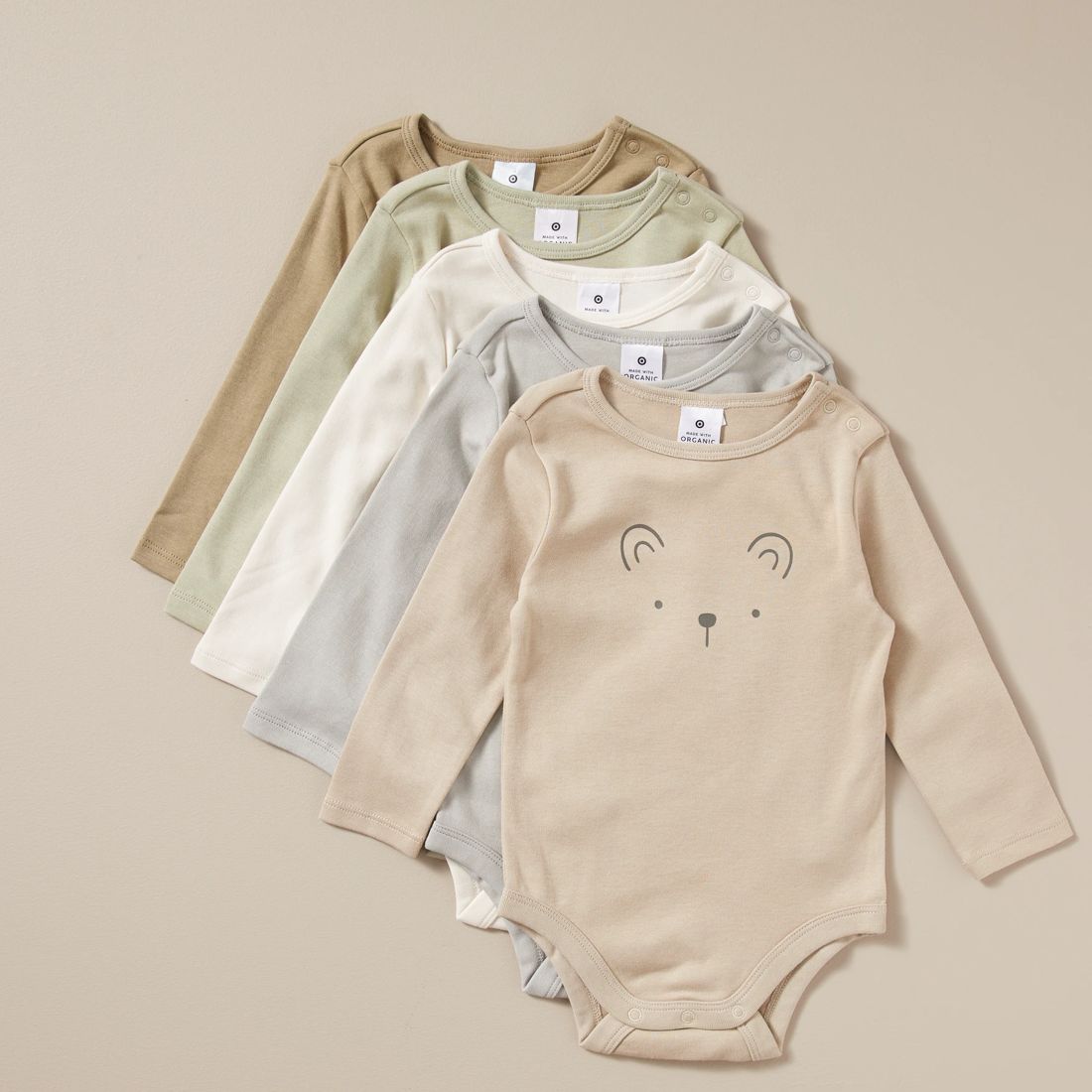 5 Pack Baby Organic Cotton Bodysuits | Target Australia
