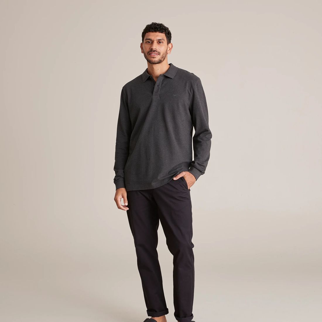 Long Sleeve Pique Polo Top | Target Australia