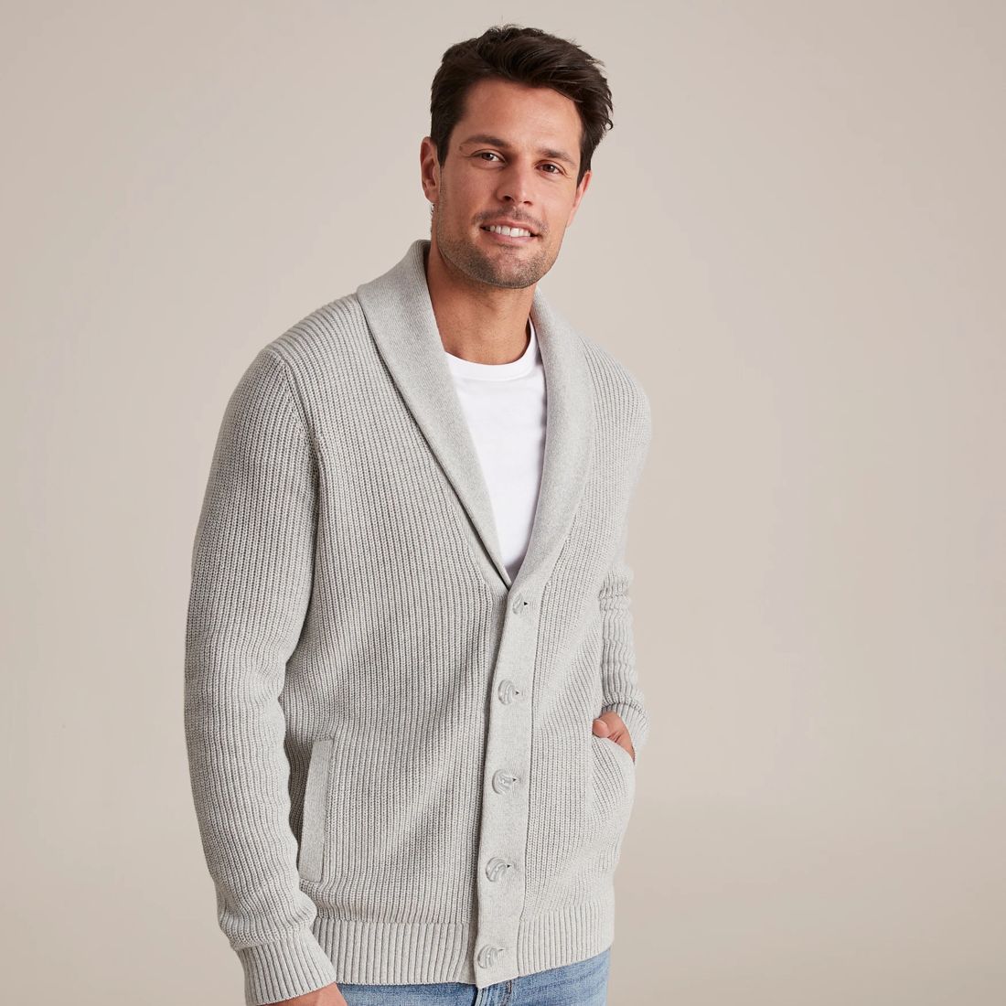 Fishermans Rib Knit Cardigan - Neutral | Target Australia