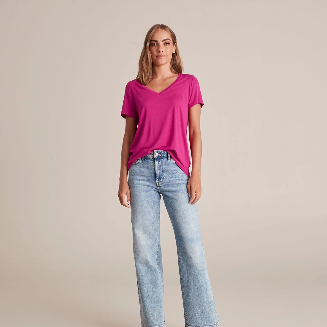 Modal/Elastane V-Neck T-Shirt | Target Australia