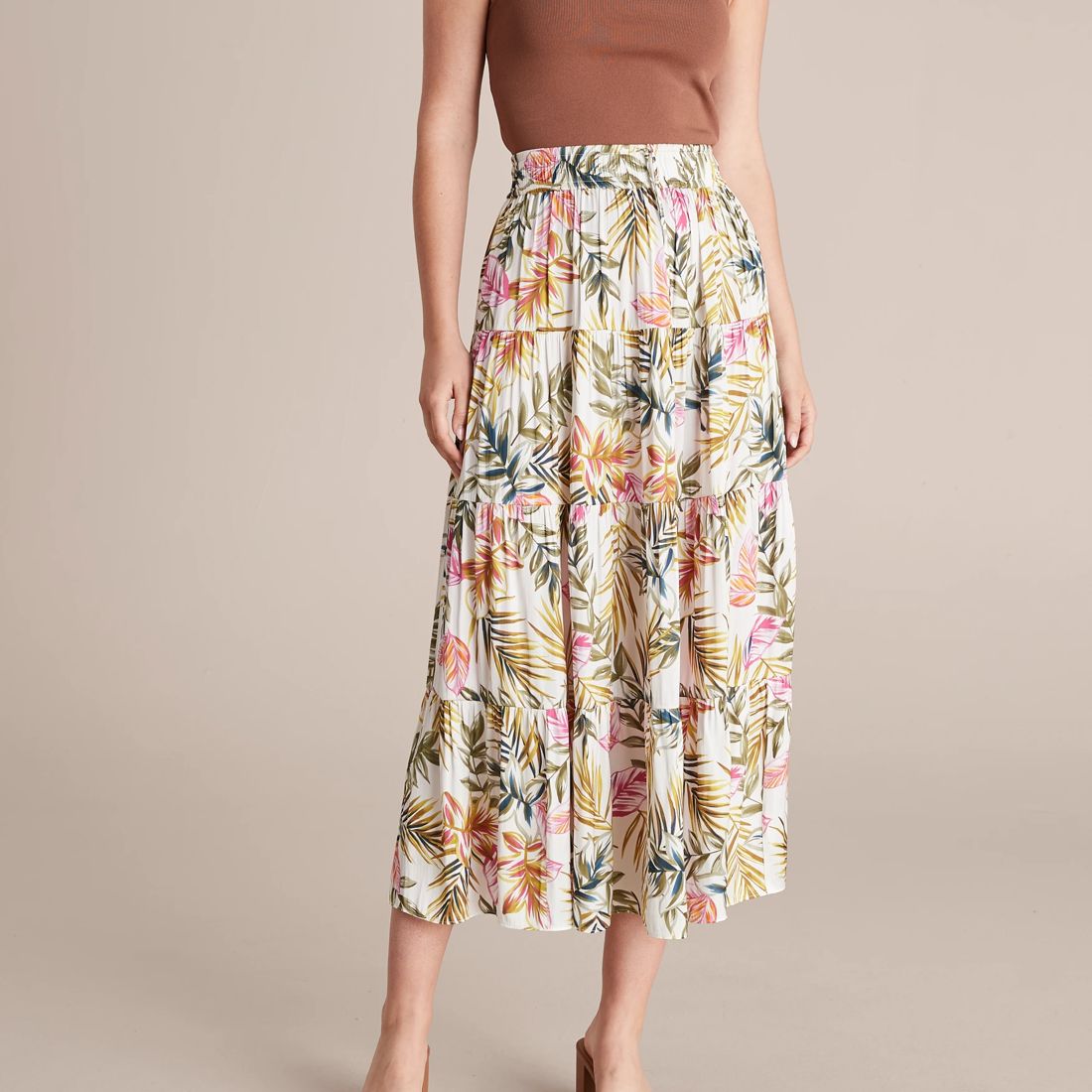 Tiered Midi Skirt - Preview - Tropical Print | Target Australia