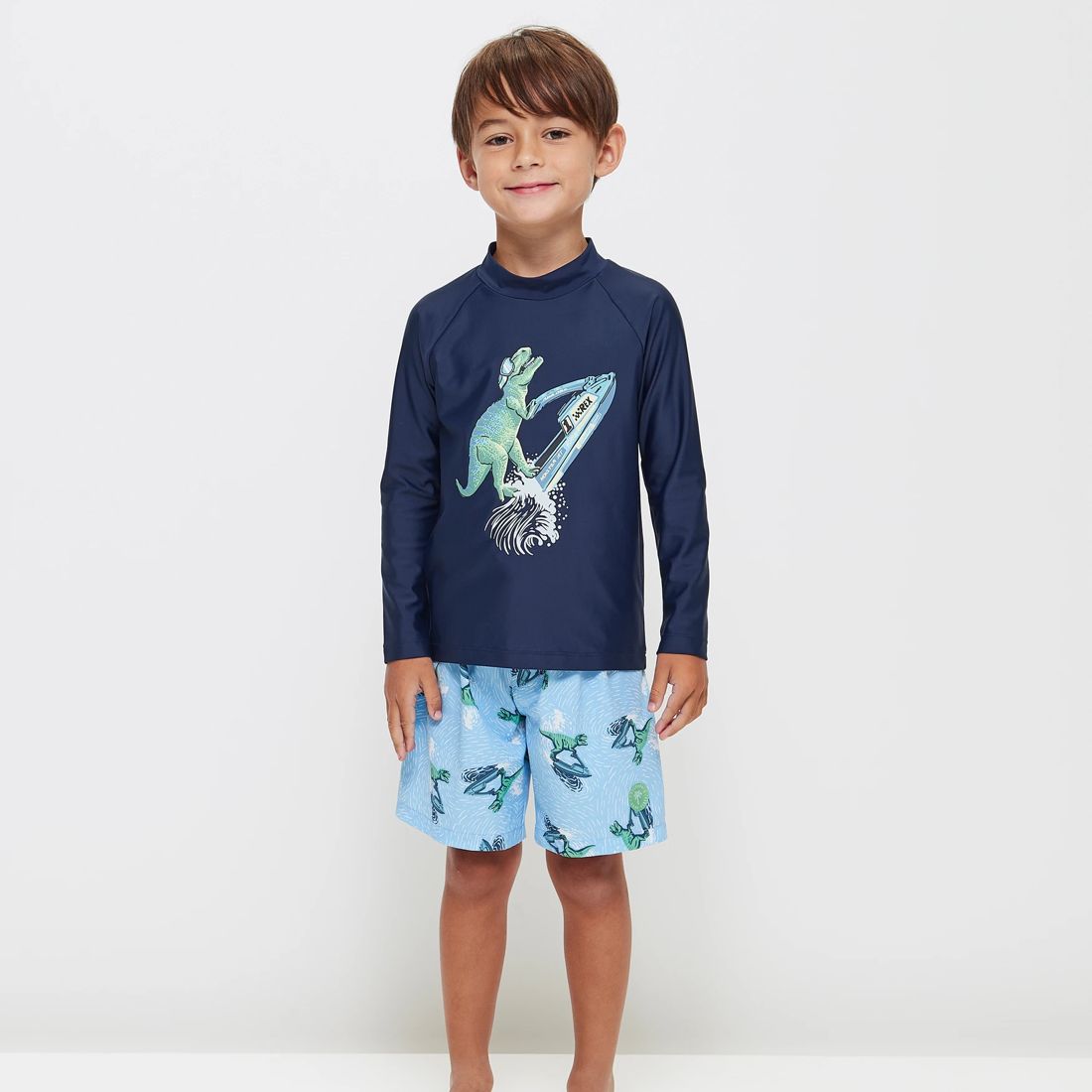 Swim Print Rashie - Navy Blue Dinosaur | Target Australia