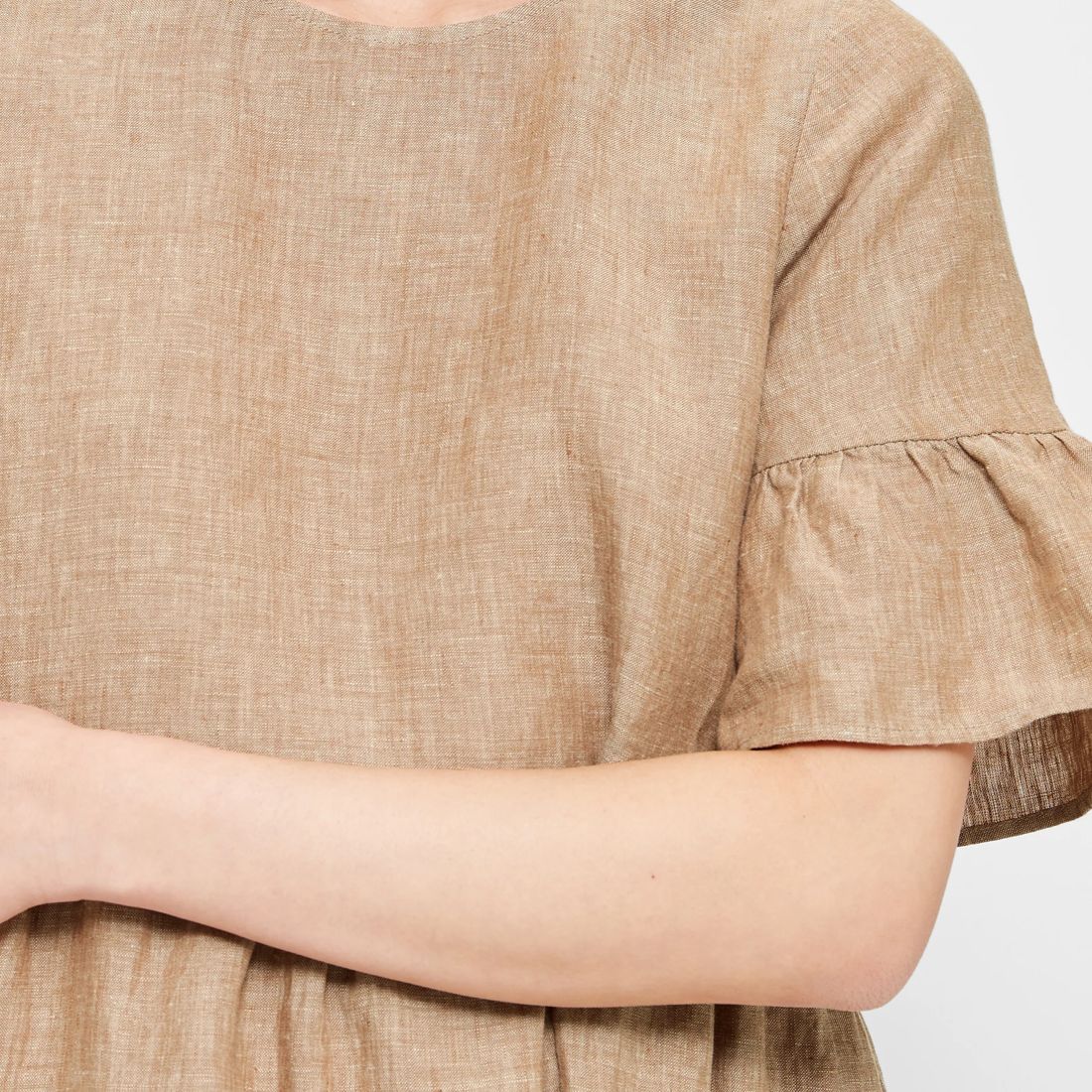 European Linen Tiered Mini Dress - Dusty Tan | Target Australia