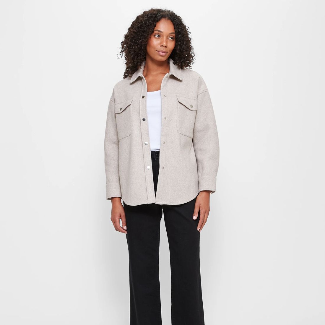 Brushed Patch Pocket Shacket - Oatmeal marle | Target Australia