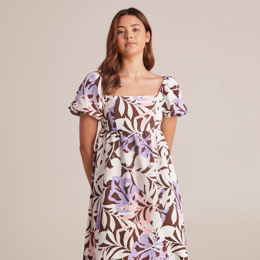 Lily Loves Linen Blend Puff Sleeve Mini Dress | Target Australia