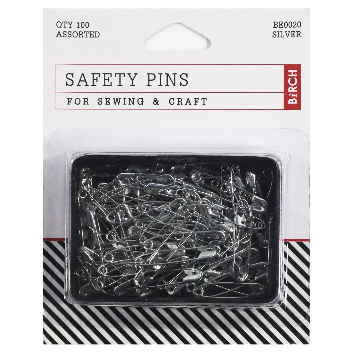 Birch Safety Pins 100 Pack Assorted Silver Look Target Australia