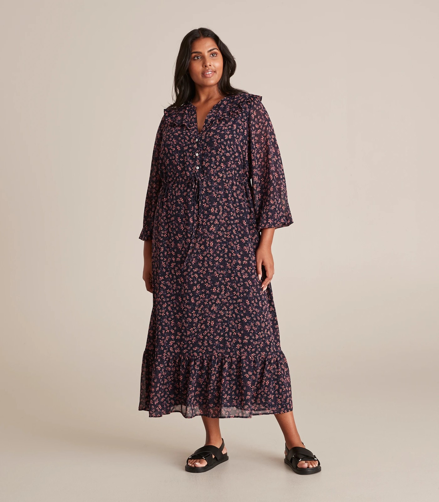 Curve Ruffle Midi Dress | Target Australia